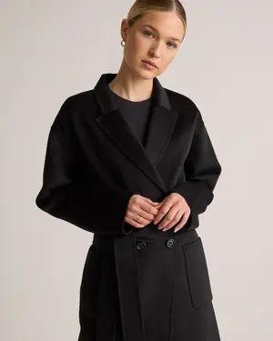 Quince 100% Mongolian Cashmere Double-faced Double-breasted Wrap Coat - Black