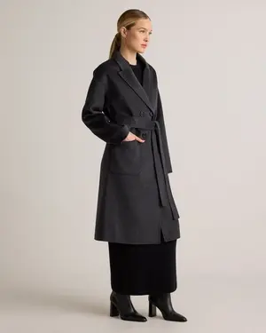 Quince 100% Mongolian Cashmere Double-faced Double-breasted Wrap Coat