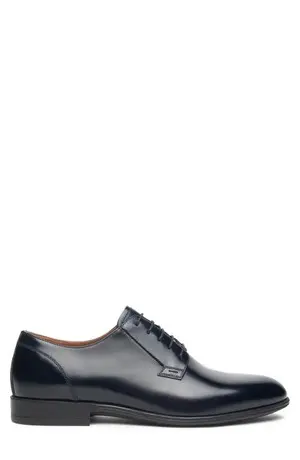 NEROGIARDINI Plain Toe Leather Derby - Navy