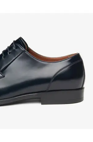 NEROGIARDINI Plain Toe Leather Derby - Navy