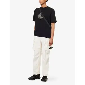 Stone Island Compass-badge Ripstop Cotton-blend Cargo Trousers - Ivory