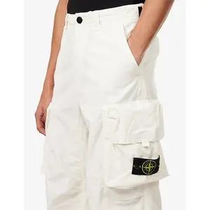 Stone Island Compass-badge Ripstop Cotton-blend Cargo Trousers - Ivory