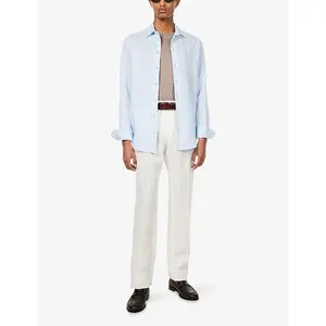 Emporio Armani Straight-leg Mid-rise Linen Trousers