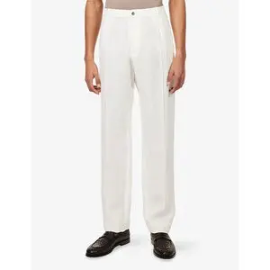 Emporio Armani Straight-leg Mid-rise Linen Trousers