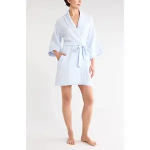 NORDSTROM RACK Cotton Waffle Knit Robe - Blue Ancient