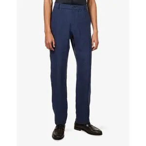 Emporio Armani Straight-leg Mid-rise Linen Trousers
