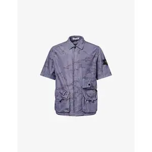 Stone Island Camo Compass-badge Ripstop Cotton-blend Shirt