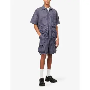 Stone Island Camo Compass-badge Ripstop Cotton-blend Shirt