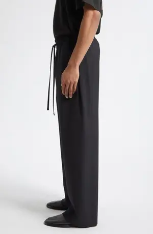 Fear Of God Virgin Wool Wide Leg Drawstring Pants - Black