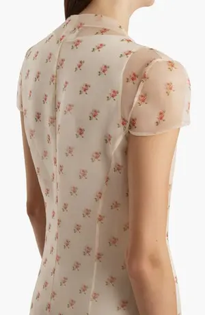 Khaite Meera Floral Silk Organza Dress - Soft Pink