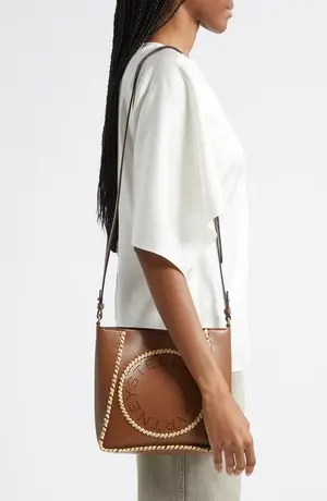 Stella McCartney Crossbody Bag With Raffia Trim - Tan