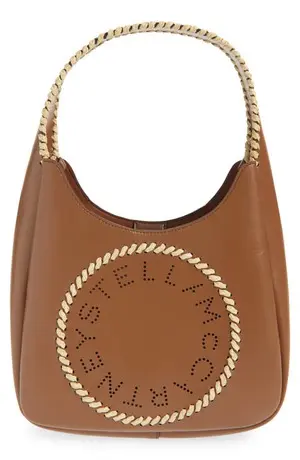 Stella McCartney Small Raffia Trim Hobo Bag - Tan
