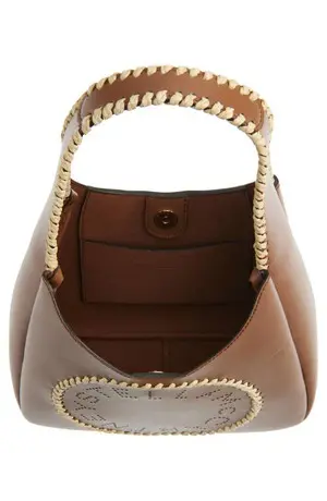 Stella McCartney Small Raffia Trim Hobo Bag - Tan