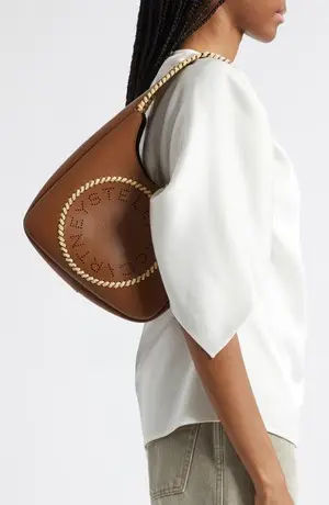 Stella McCartney Small Raffia Trim Hobo Bag
