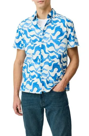 Rodd & Gunn Fireshaw Wave Print Short Sleeve Cotton Button-up Shirt