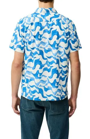 Rodd & Gunn Fireshaw Wave Print Short Sleeve Cotton Button-up Shirt
