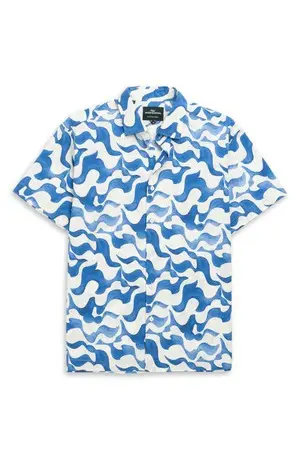 Rodd & Gunn Fireshaw Wave Print Short Sleeve Cotton Button-up Shirt