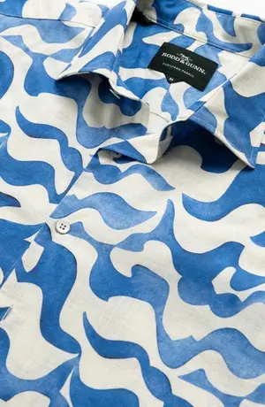 Rodd & Gunn Fireshaw Wave Print Short Sleeve Cotton Button-up Shirt