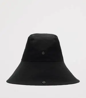 Burberry Cotton Gabardine Check Brim Hat - Black