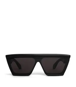 Alaïa Acetate Rectangle Mask 69 Sunglasses - Black