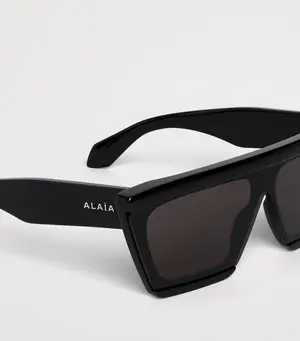 Alaïa Acetate Rectangle Mask 69 Sunglasses - Black