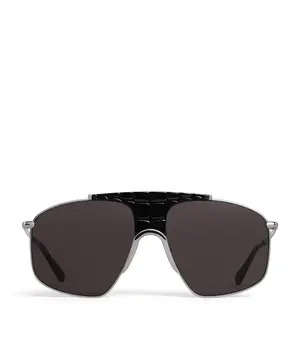Alaïa Metal Aviator Mask Sunglasses - Gold