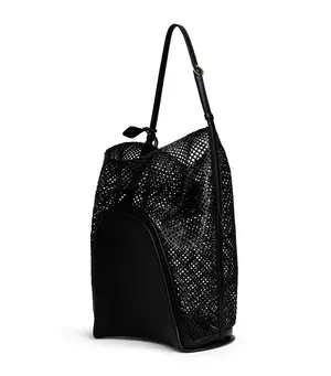 Alaïa Large Leather Net Hip Bucket Bag