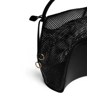 Alaïa Large Leather Net Hip Bucket Bag
