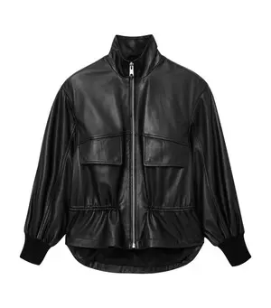 ALLSAINTS Leather Flor Jacket - Black
