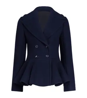 Alaïa Wool-blend Peplum Pea Coat
