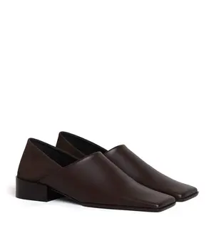 Alaïa Leather-suede Square-toe Loafers - Brown