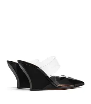 Alaïa Leather-pvc Le Coeur Wedge Mules