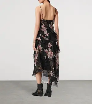 ALLSAINTS Floral Ruth Midi Dress - Black