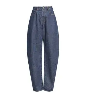 Alaïa Round Low-rise Wide-leg Jeans - Blue