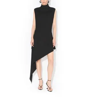 Alaïa Wool Asymmetric Mini Dress - Black