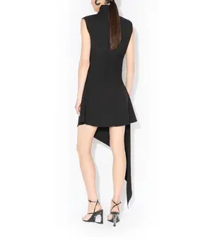 Alaïa Wool Asymmetric Mini Dress - Black