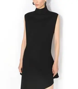 Alaïa Wool Asymmetric Mini Dress - Black