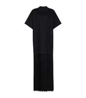 Alaïa Cotton Fringed T-shirt Dress - Clear