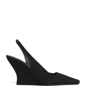 Alaïa Suede Wedge Slingback Heels
