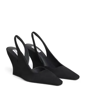 Alaïa Suede Wedge Slingback Heels