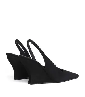 Alaïa Suede Wedge Slingback Heels