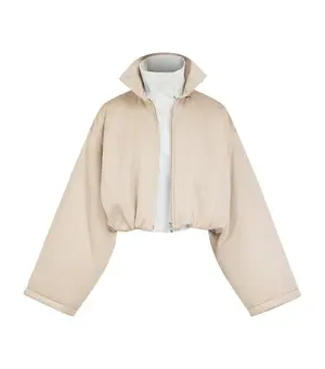 Alaïa Leather Layered Bomber Jacket - Beige