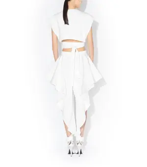 Alaïa Denim Belted Crop Top - White