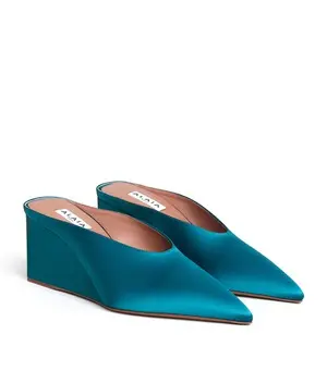 Alaïa Satin Cube Wedge Mules