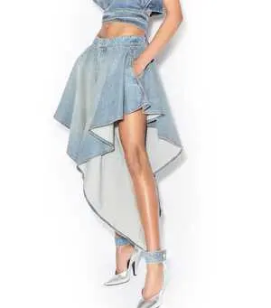 Alaïa Denim Belted Crop Top - Blue