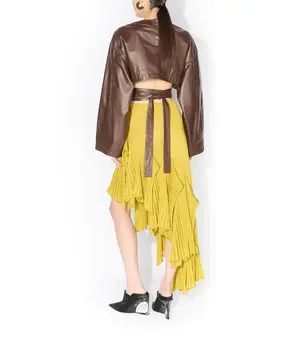 Alaïa Asymmetric Pleated Skirt - Yellow