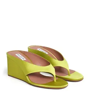 Alaïa Satin Cube Wedge Sandals 75 - Yellow