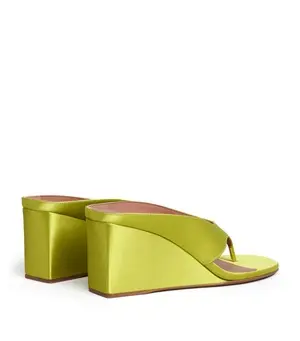 Alaïa Satin Cube Wedge Sandals 75 - Yellow