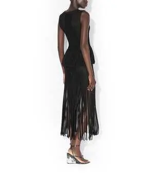 Alaïa Mesh Peplum Tank Top - Black