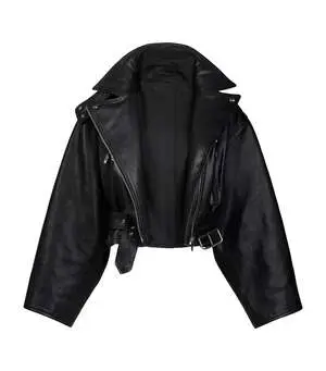 Alaïa Leather Cropped Biker Jacket